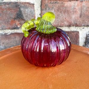 Pink Transparent Small Pumpkin, Glass Pumpkin, Blown Glass, Barbie Pink ...