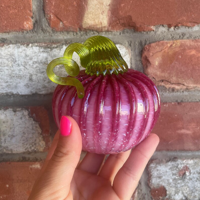 Pink Glass Pumpkin Blown Glass Handmade Glass Fall Décor - Etsy