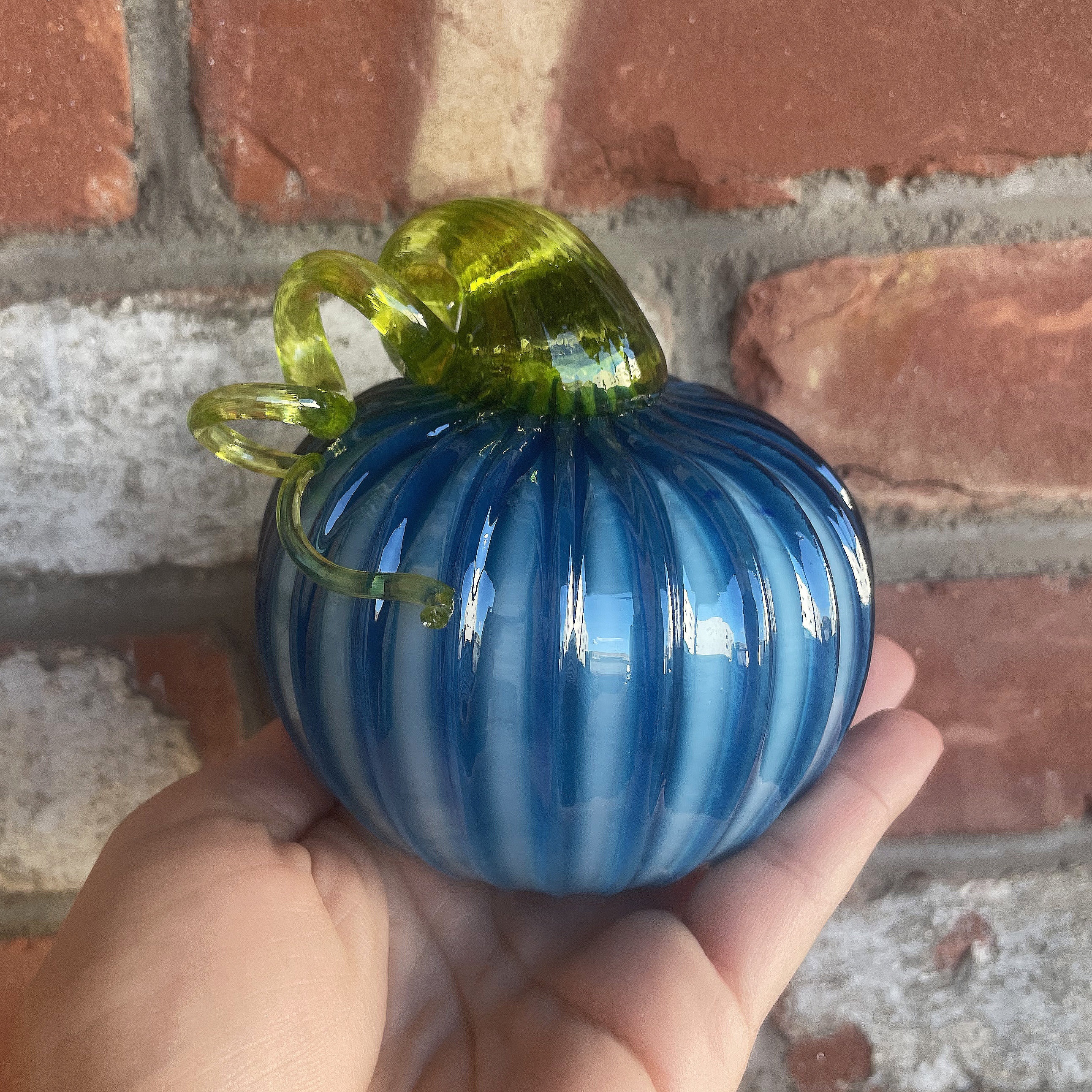 Blue Glass Pumpkin Blown Glass Glass Pumpkin Fall Décor - Etsy