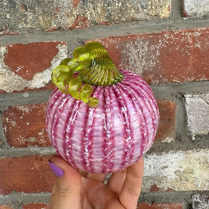 Pink Glass Pumpkin Etsy
