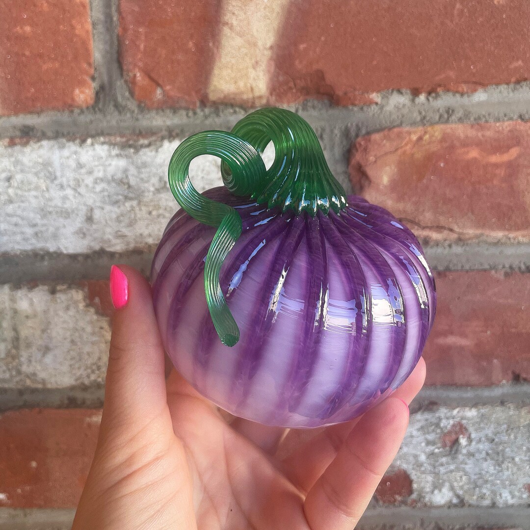 Purple Glass Pumpkin, Glass Pumpkin, Blown Glass, Glass Sculpture, Fall ...
