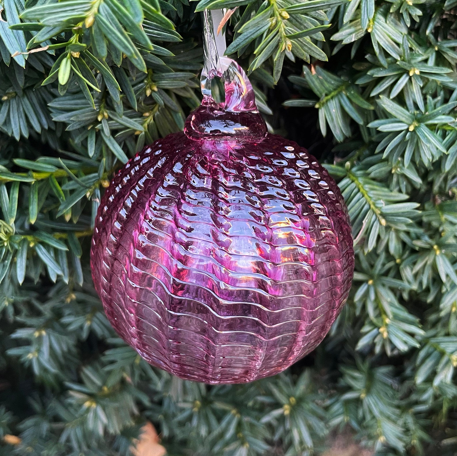 Pink Cable Ornament Blown Glass Glass Ornament Christmas - Etsy