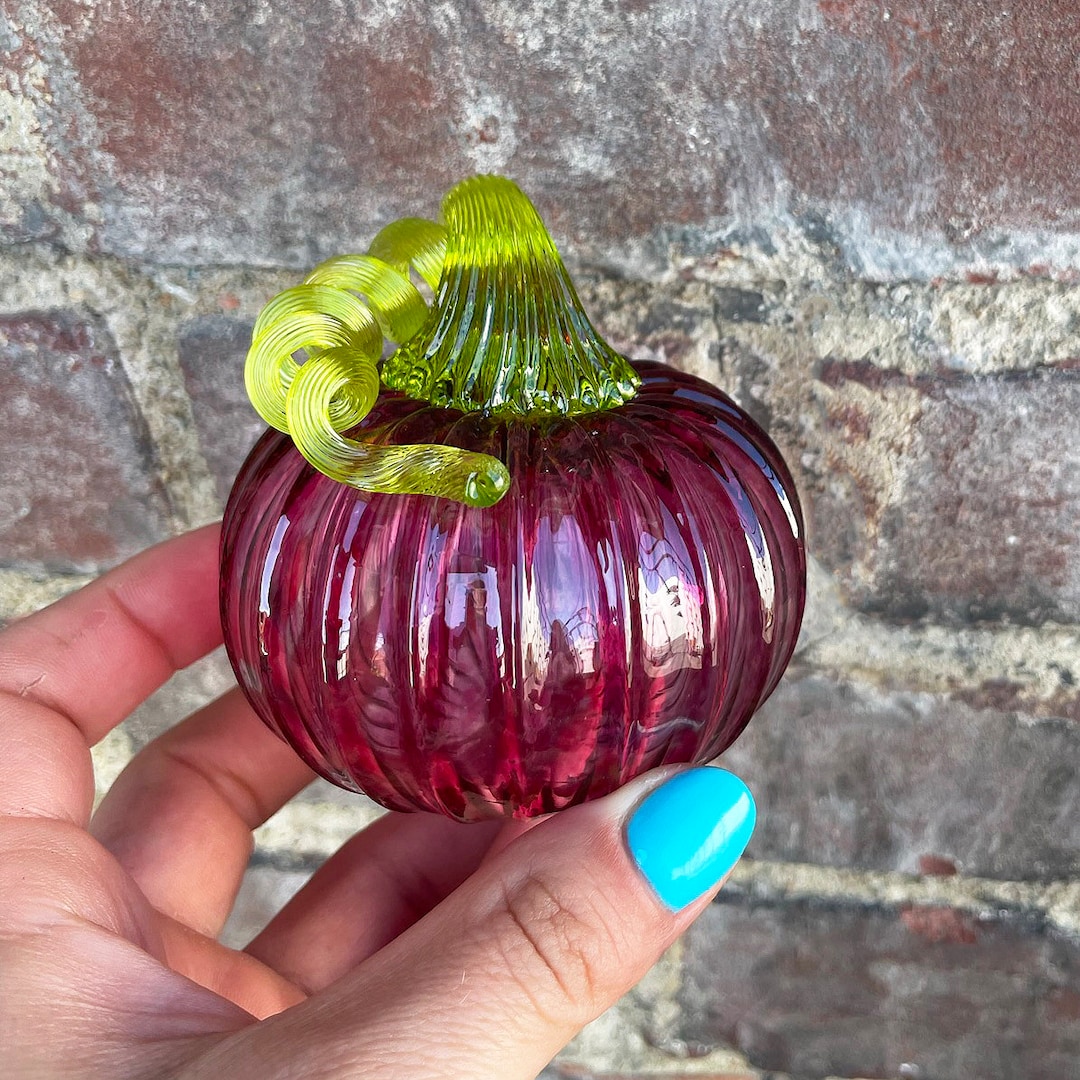 Pink Transparent Small Pumpkin, Glass Pumpkin, Blown Glass, Barbie Pink ...