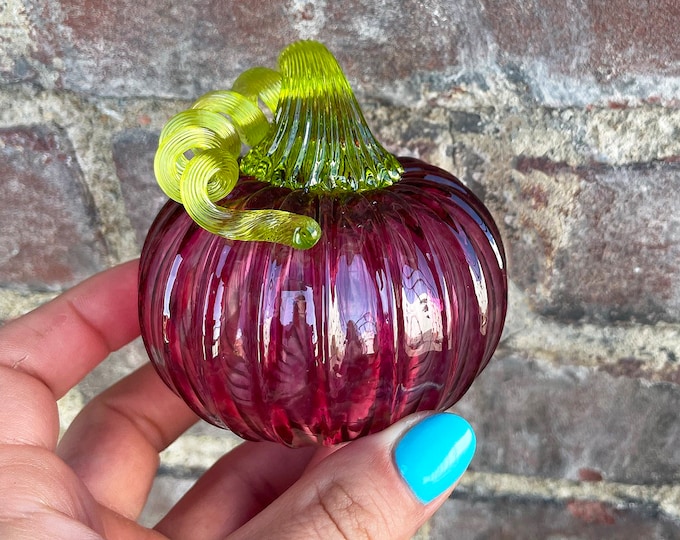 Pink Transparent Small Pumpkin, Glass Pumpkin, Blown Glass, Barbie Pink ...
