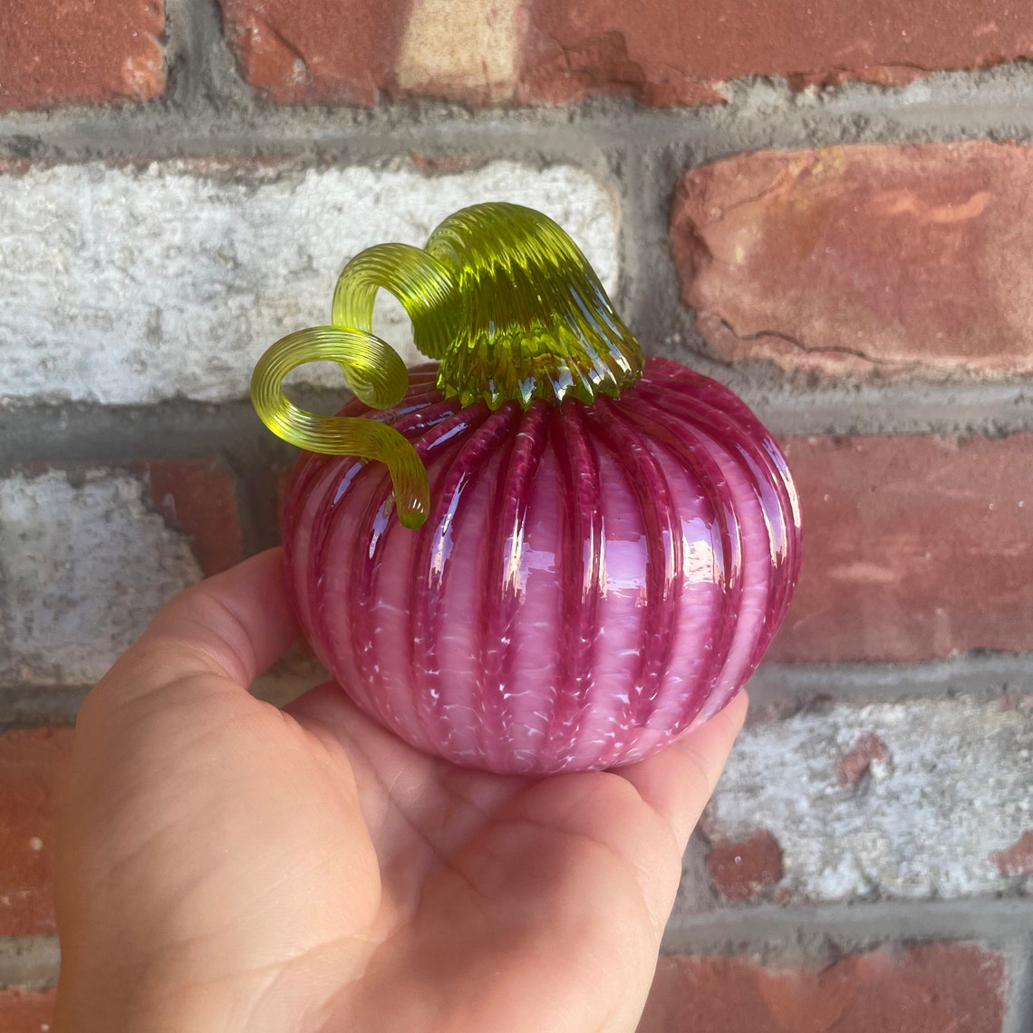 Pink Glass Pumpkin Blown Glass Handmade Glass Fall Décor - Etsy