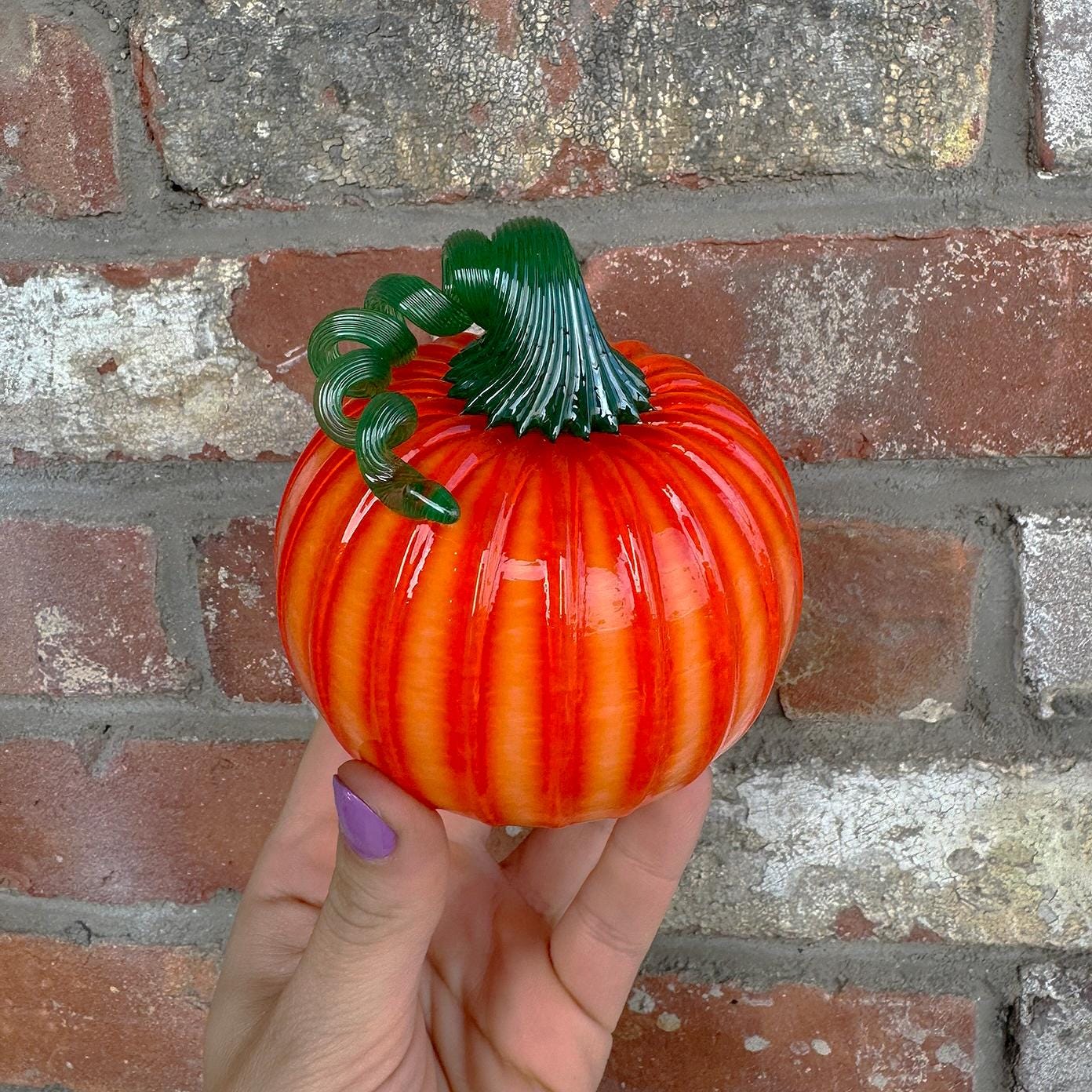 Pink Glass Pumpkin, Blown Glass, Handmade Glass, Fall Décor, Autumn ...