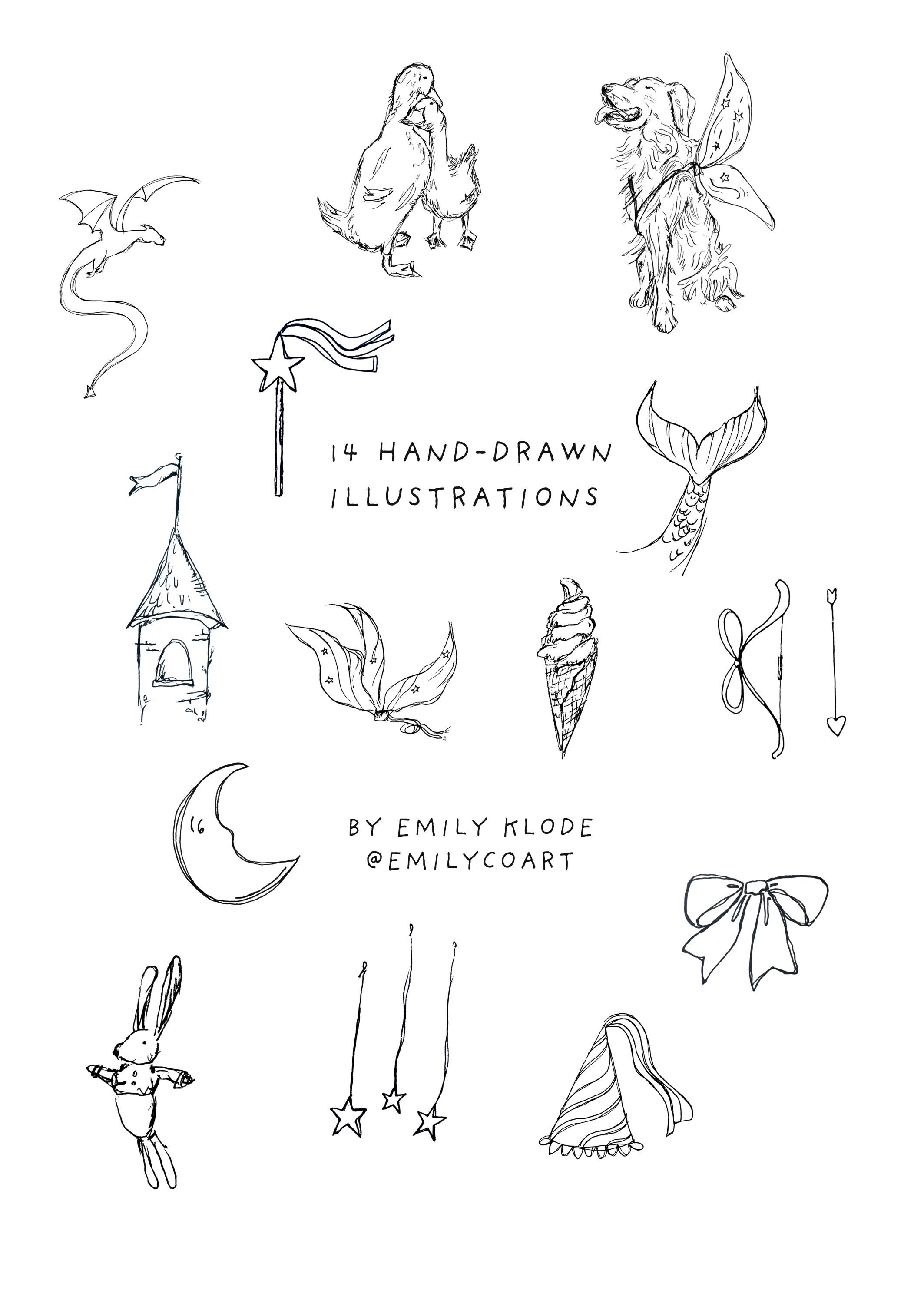 Fairytale Illustrations - 14 Hand-drawn Princess Doodles for Download ...