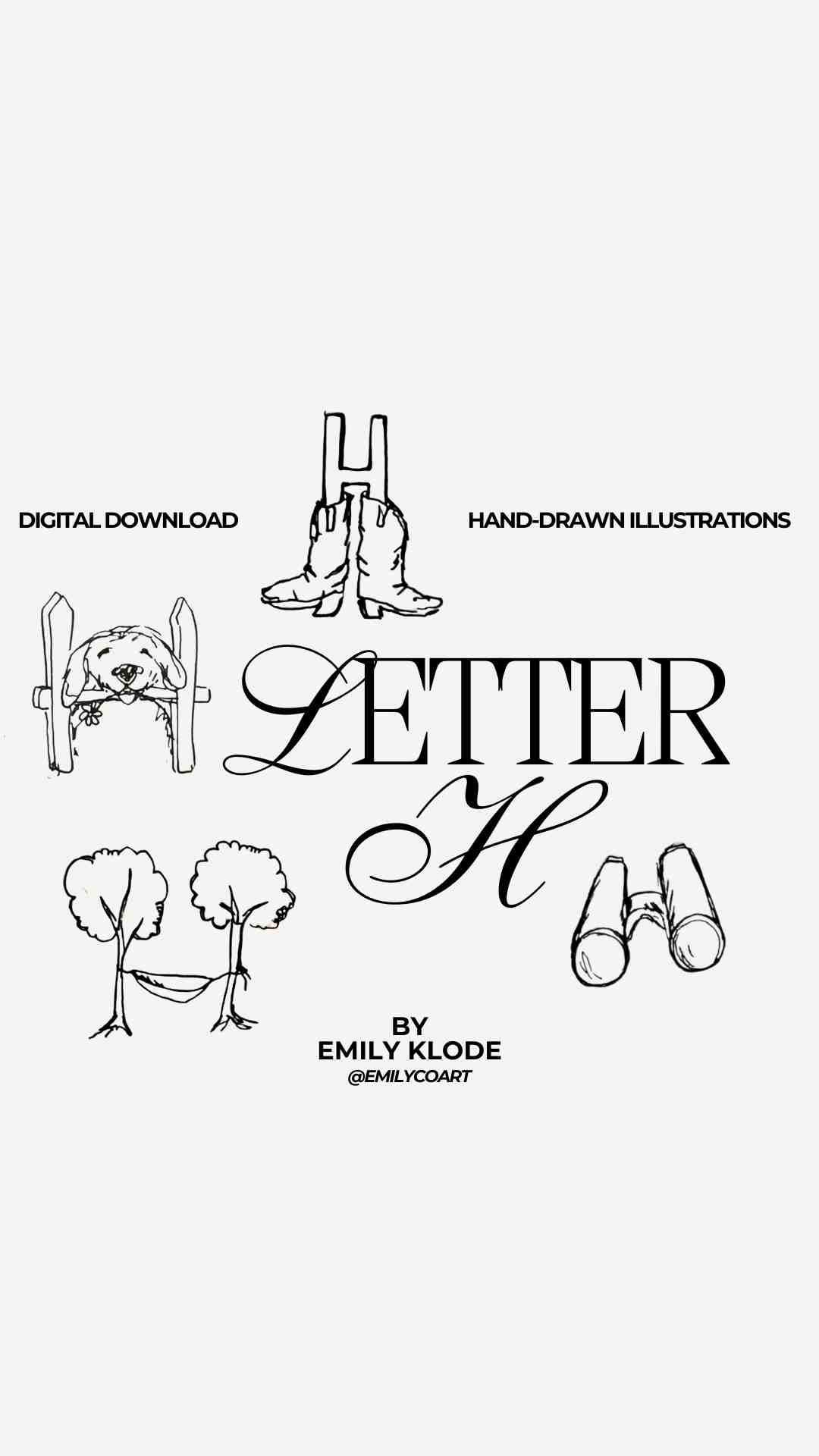 Hand-drawn Letter H Sticker Sheet: Calligraphy Font Designs (digital ...