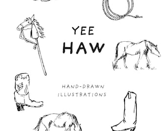 Out West - Sticker Sheet Digital Download Hand Drawn Cowboy ...