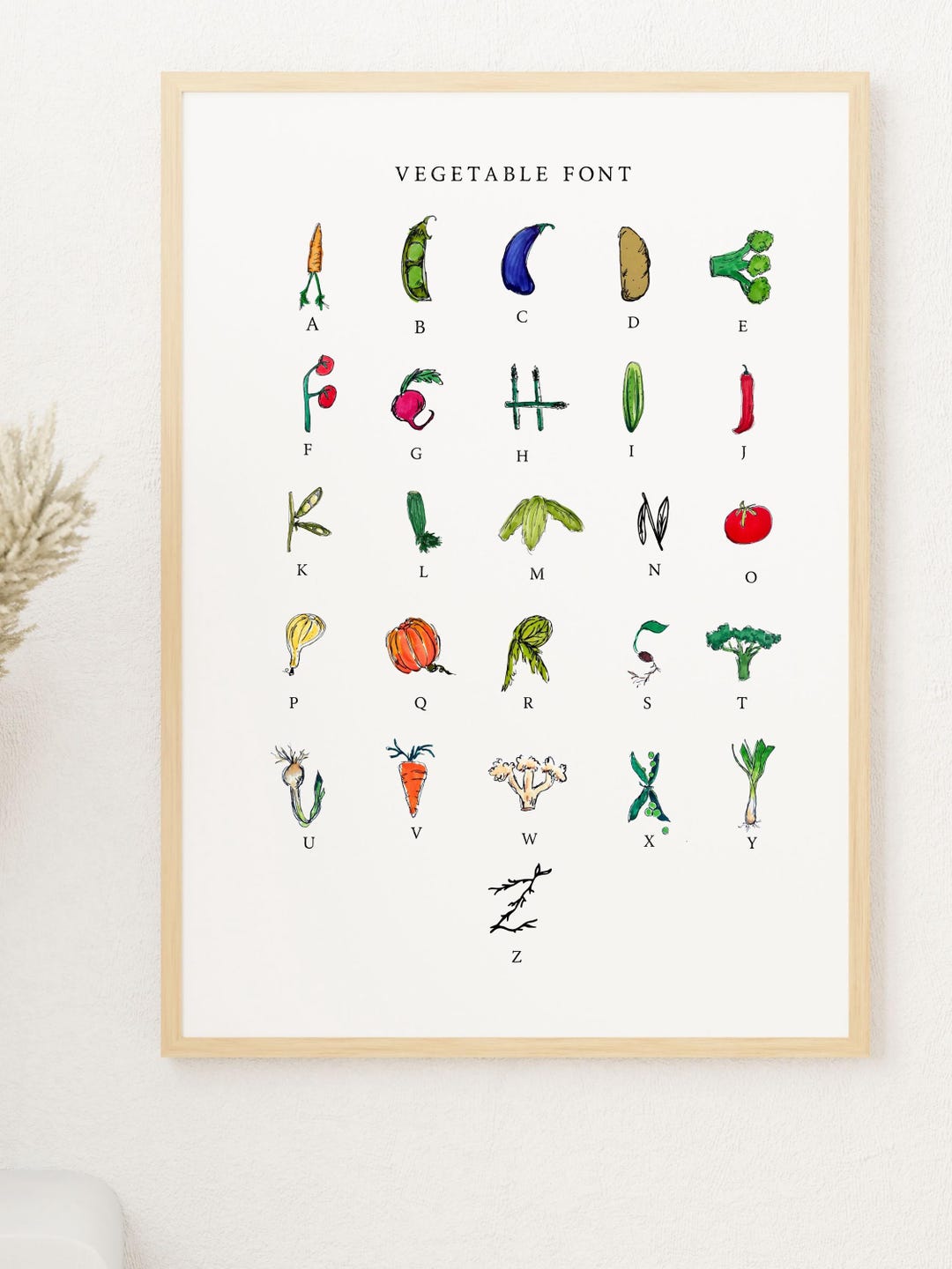 Vegetable Alphabet Poster: A-Z Food Art for Kitchen, Classroom (digital ...
