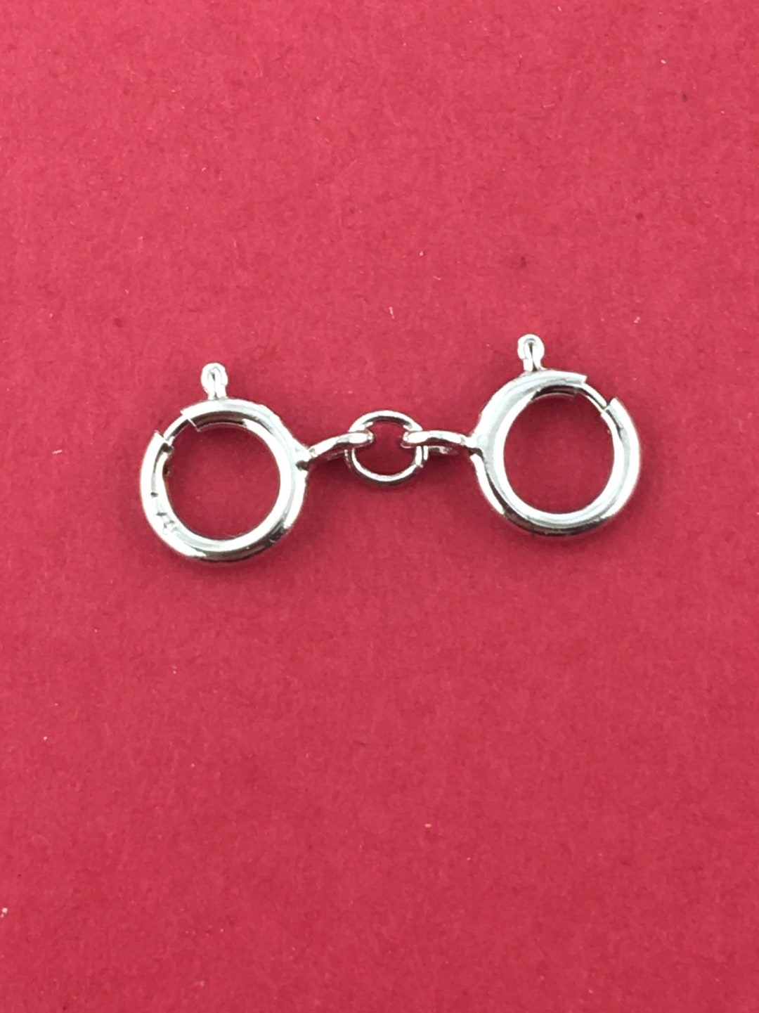 9ct Gold .375 White Gold Safety Chain Extender Twin Bolt Ring Clasps 1 ...