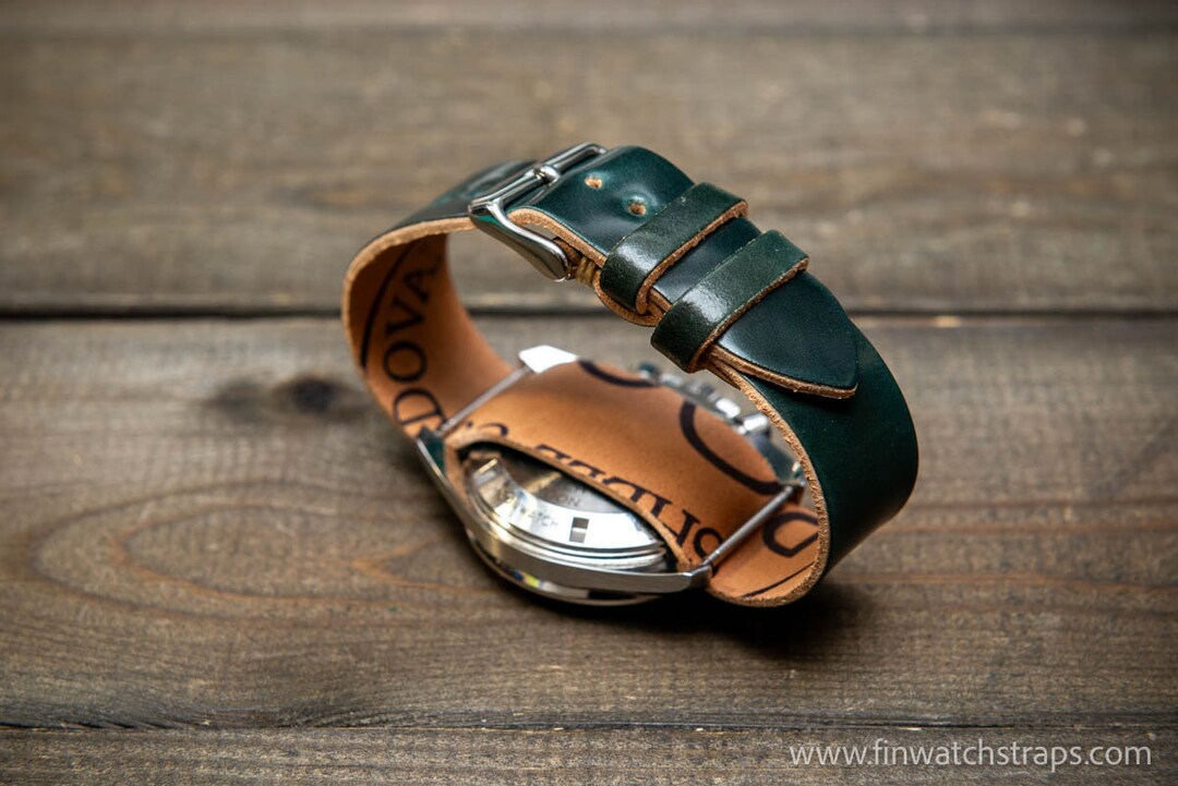 Buy One Piece Shell Cordovan Watch Strap. Handmade in Finland, 10-26 Mm ...