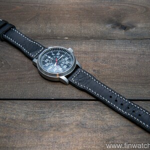 Pilot Leather Watch Band Black Aviator Watch Strap Vintage - Etsy