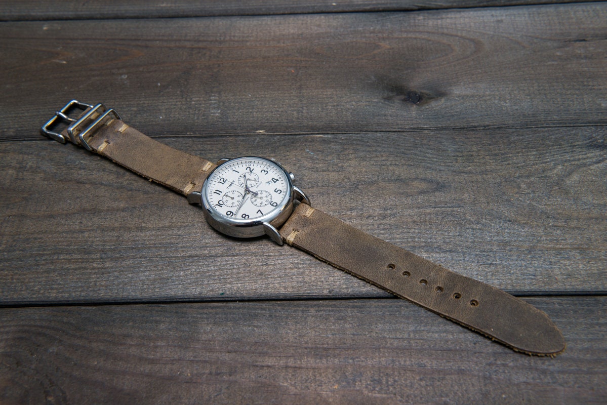 Leather Watch Band Vintage Vintage color Horween leather | Etsy