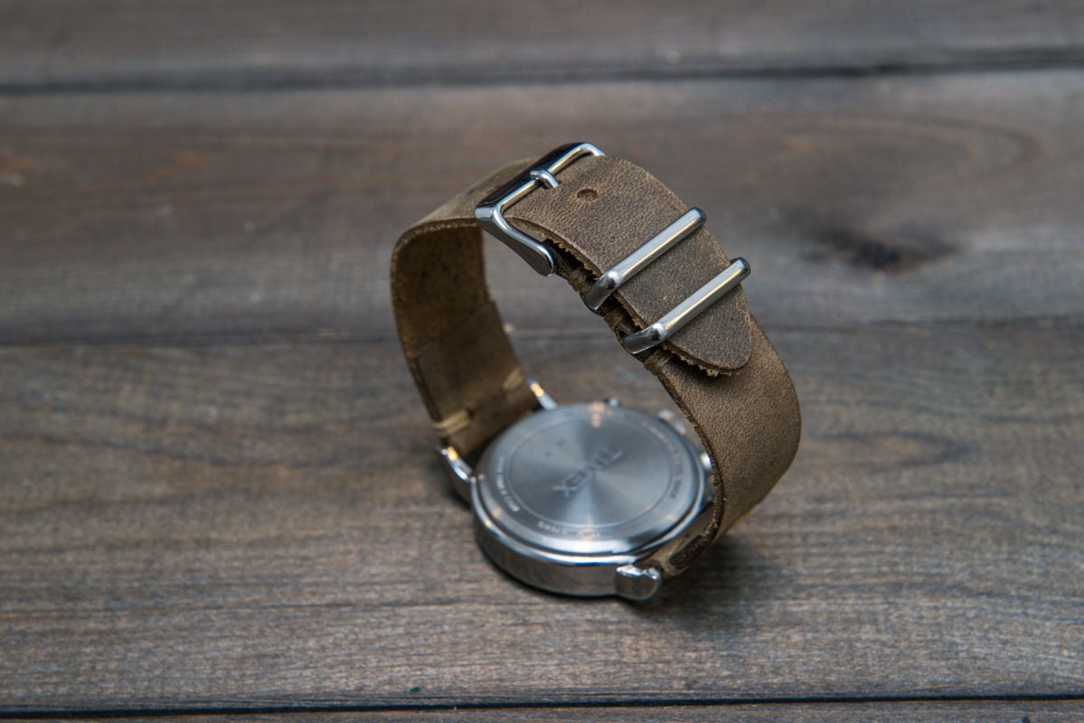 Leather Watch Band Vintage Vintage color Horween leather | Etsy
