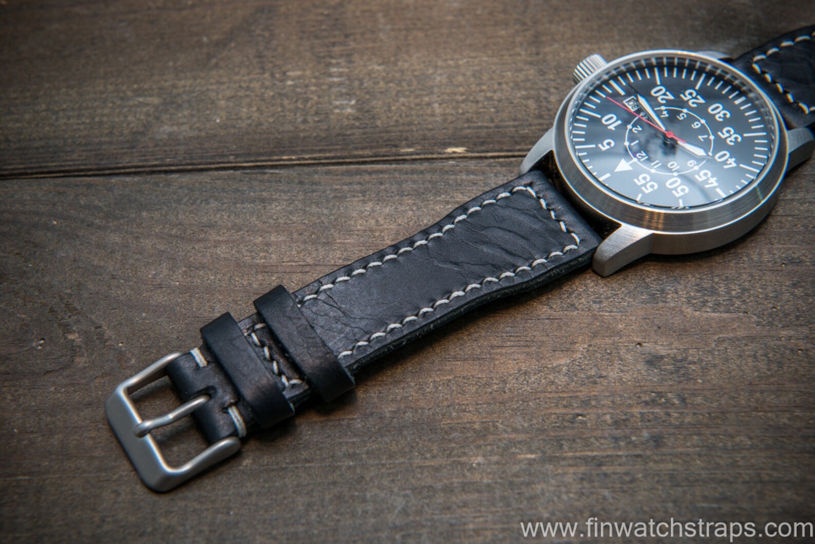 Pilot Leather Watch Band Black Aviator Watch Strap Vintage - Etsy