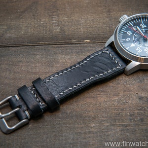 Pilot Leather Watch Band Black Aviator Watch Strap Vintage - Etsy