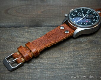 Pilot Watch Strap W/Rivets, Vintage Style Watch Band, Width