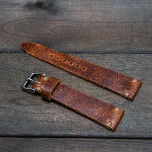 Leather Watch Strap Vintage Style Handmade Watch Band 20mm | Etsy
