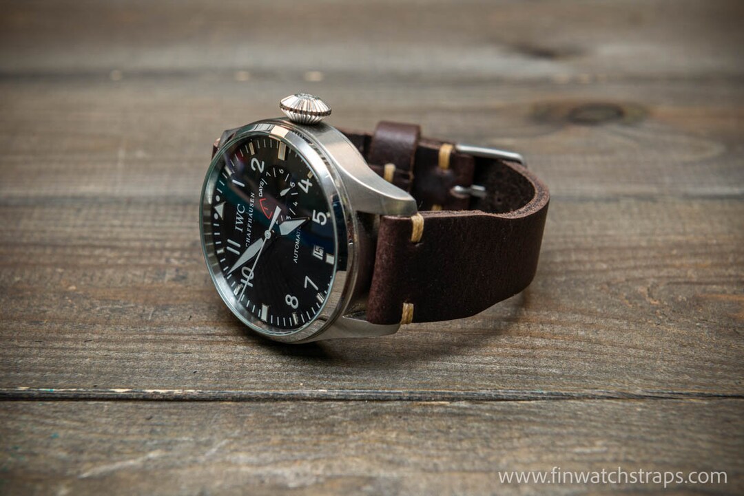 Leather Watch Strap, Italian Leather Watch Band, 3,5 Mm Thick, Pilot ...
