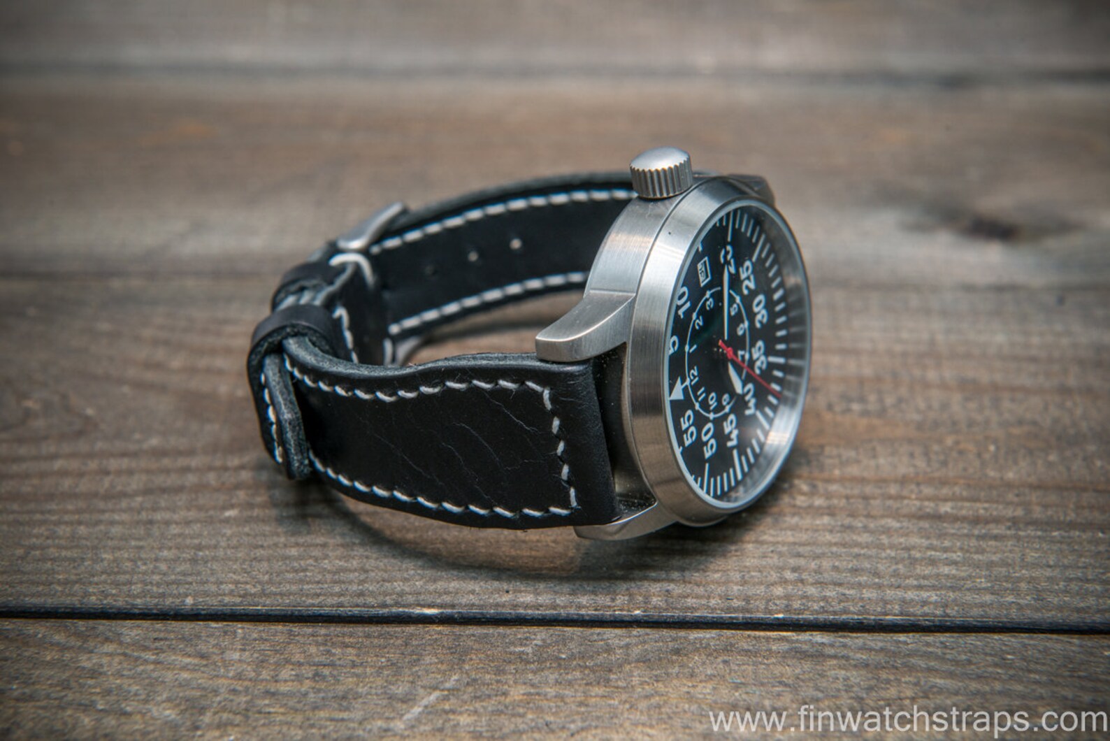 Pilot Leather Watch Band Black Aviator Watch Strap Vintage - Etsy