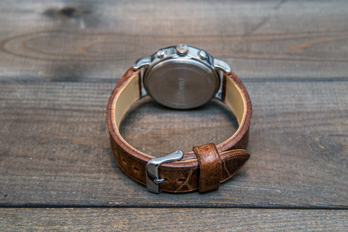 Vintage leather watch band watch strap suede Crazy Cow. | Etsy