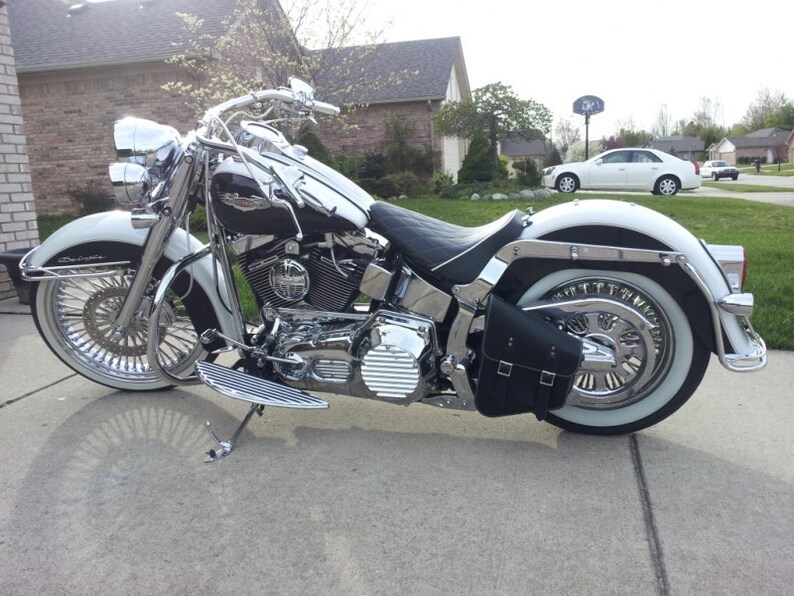 Softail Hardtail Left Solo Bag: Hand Made in USA, Black Cowhide Leather ...