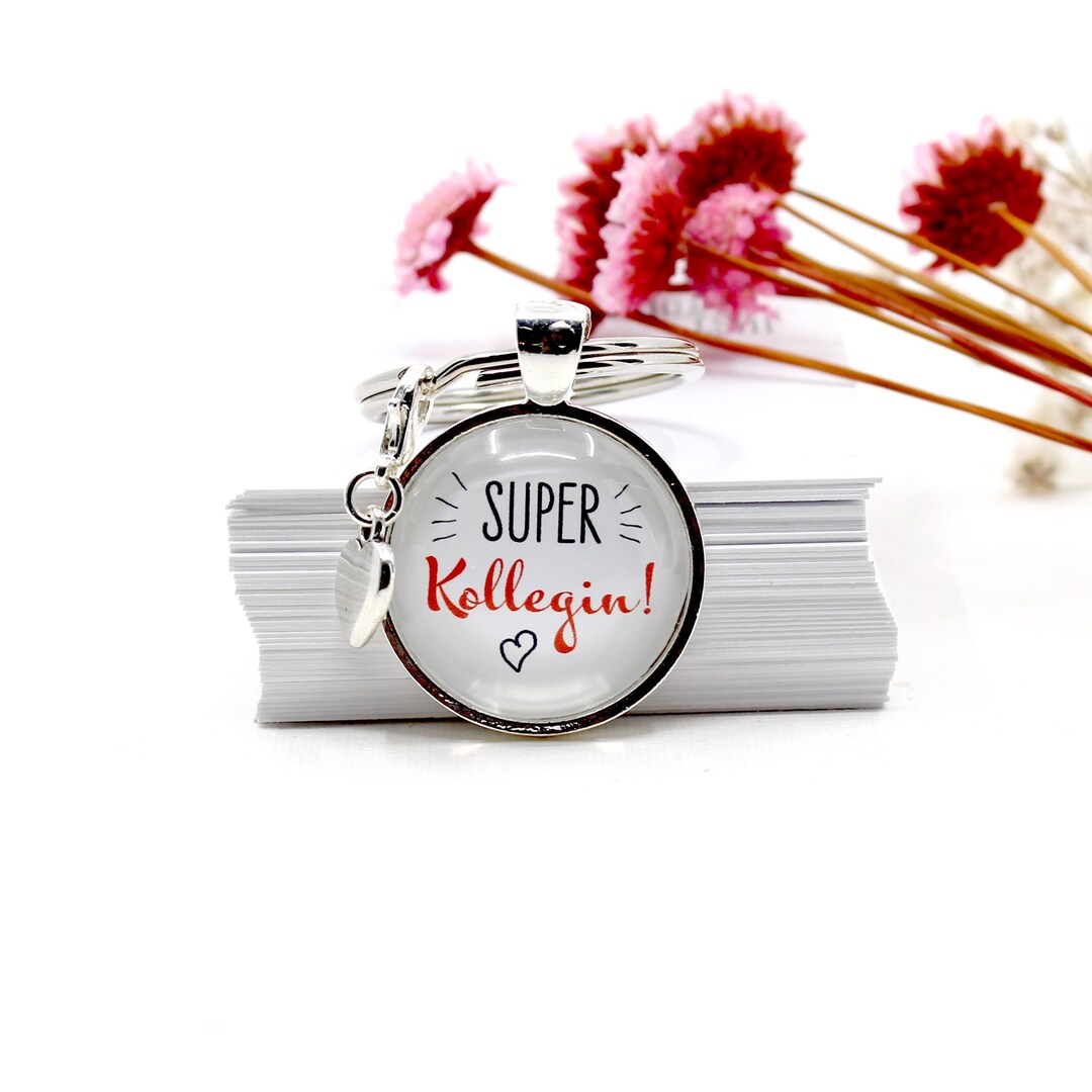 Colleague Gift Keychain With Saying Super Colleague - Etsy