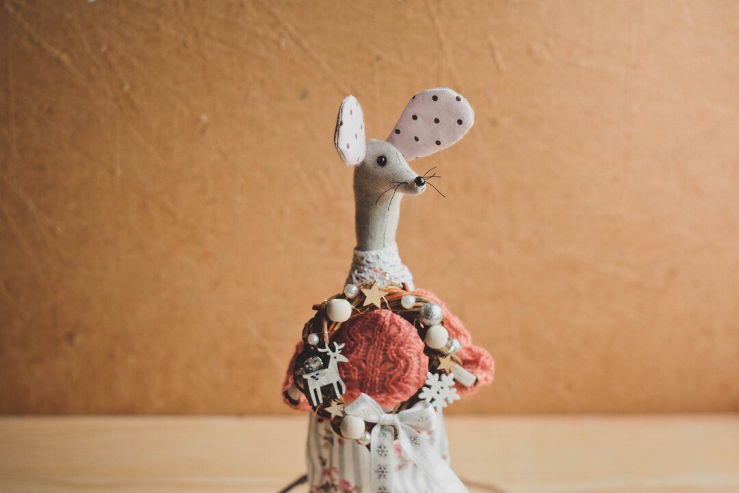 Handmade Mouse With Christmas Wreath Mouse Symbol of New - Etsy