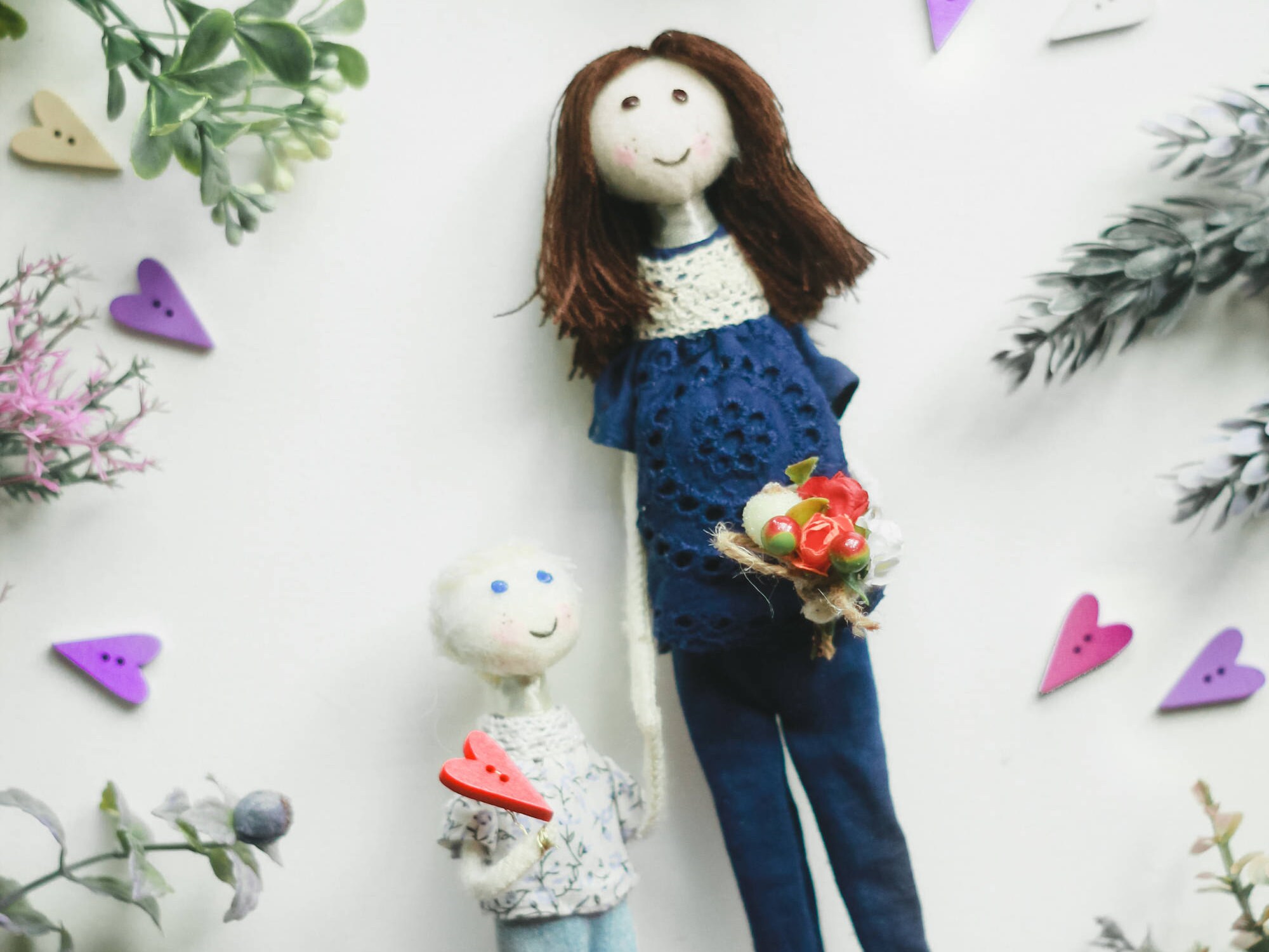 Mom and Baby, Custom Dolls Family Set, Babyshower Gift, Handmade Cloth ...