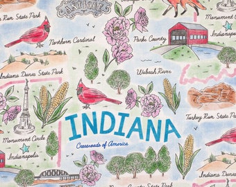 Indiana State Fabric - Etsy