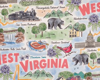West Virginia Fabric - Etsy