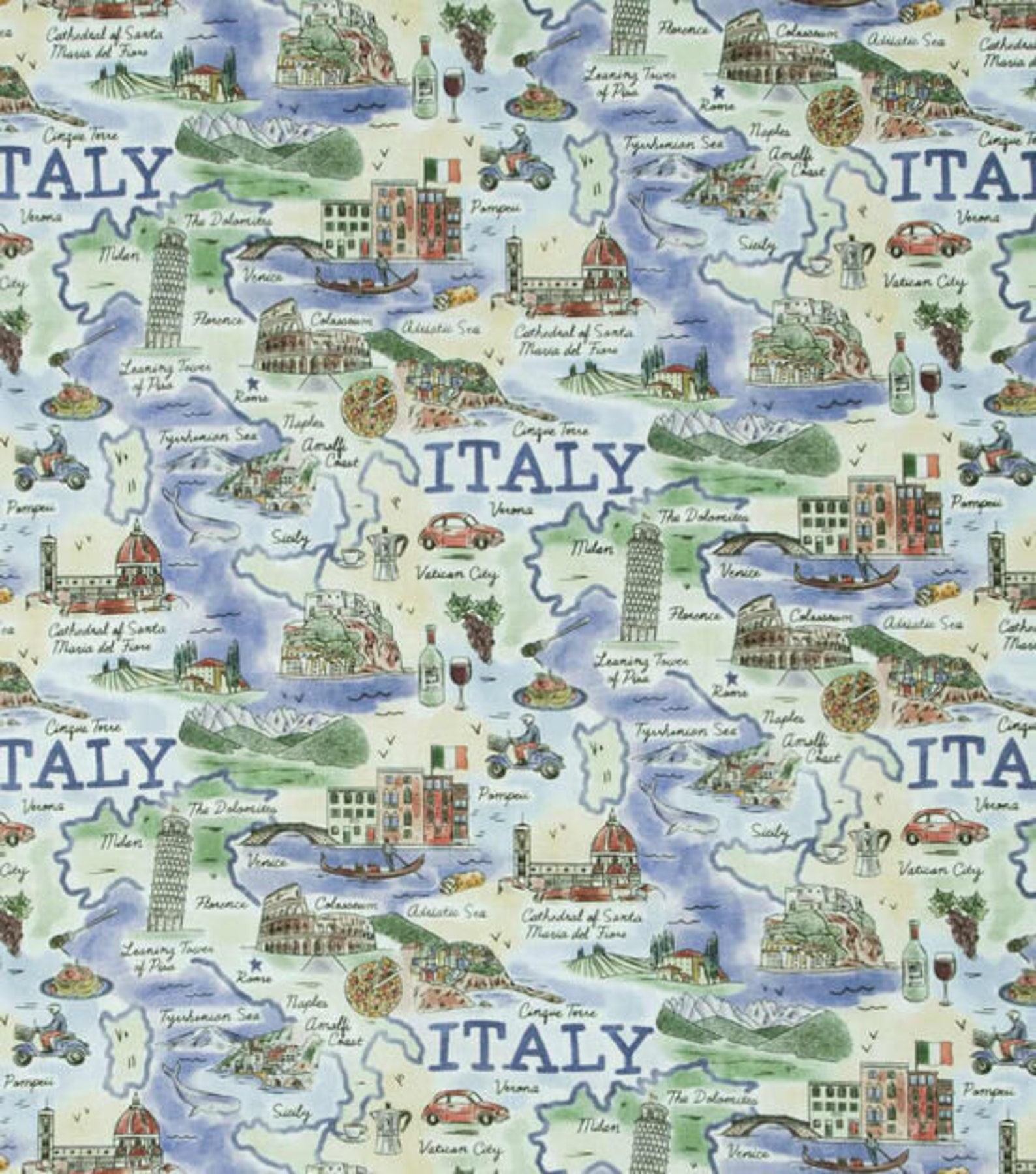 Italy Premium 100% Cotton Fabric Limited Edition Country - Etsy