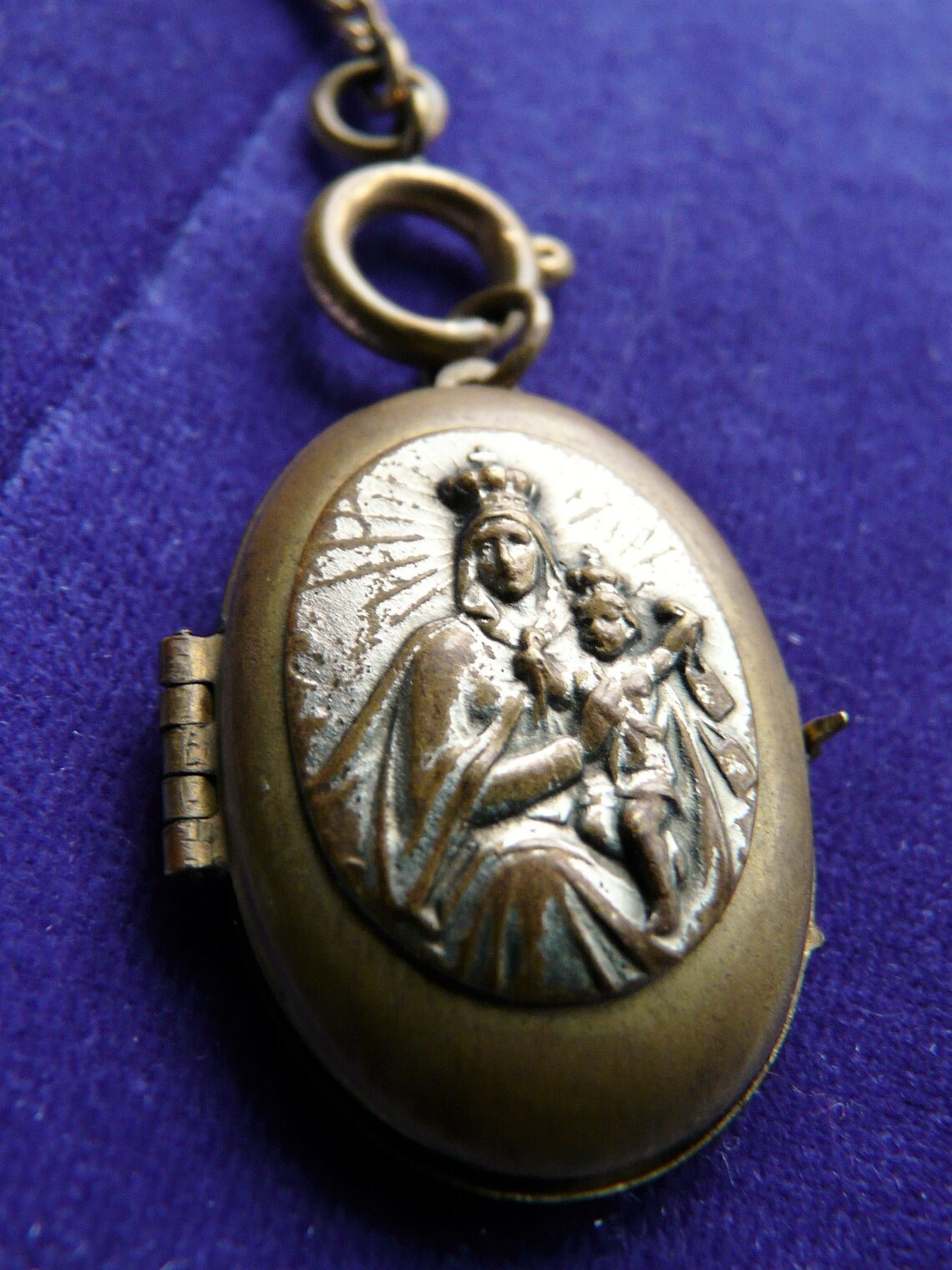 Brass Mary Jesus Locket on Kollmar Kette Watch Chain - Etsy