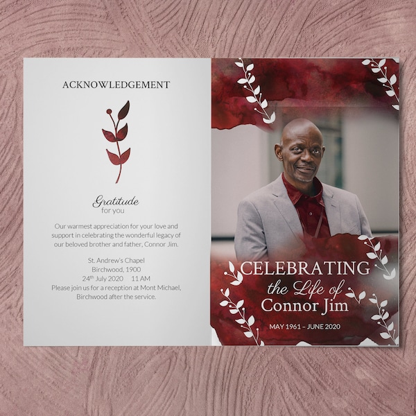 Obituary Template for Men - Etsy