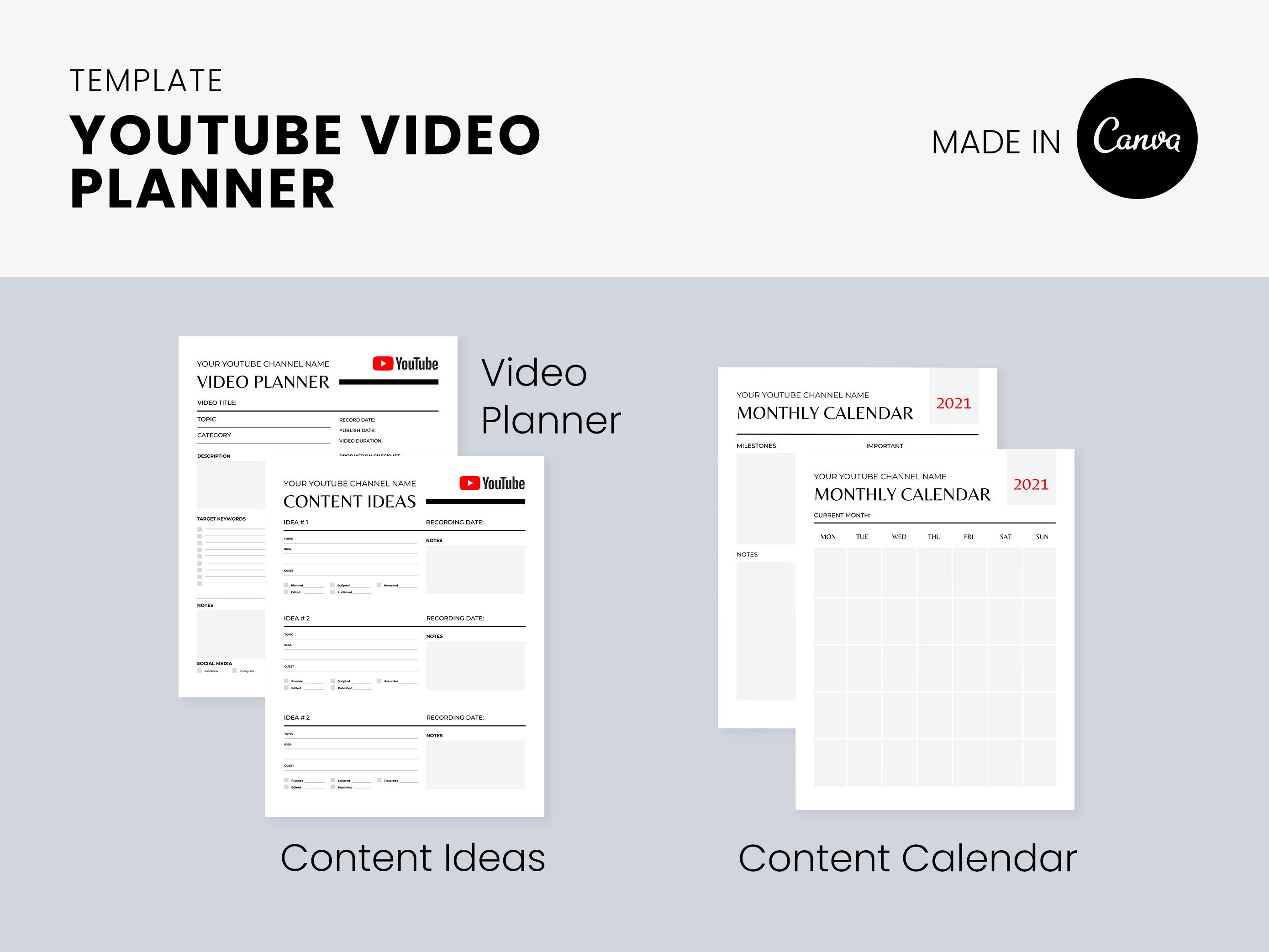 Youtube Video Planner Bundle Vlog Starter Kit Youtube - Etsy