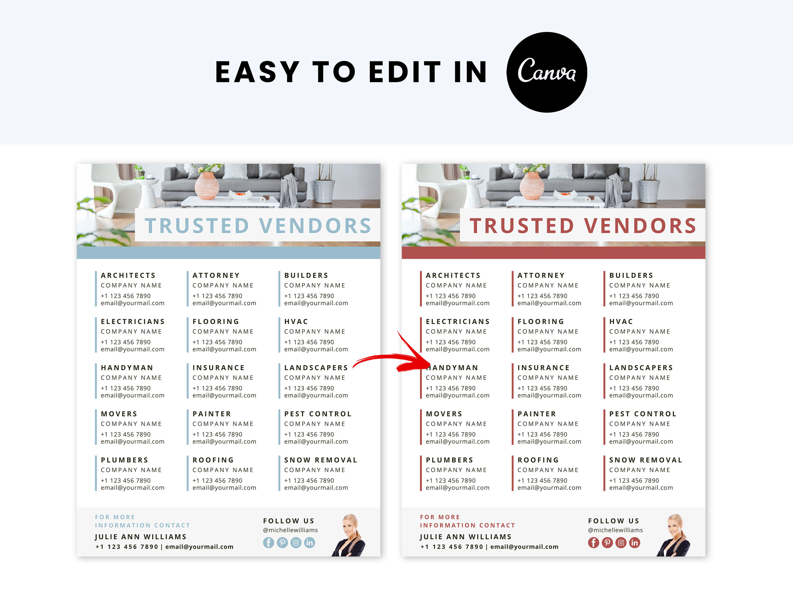 Vendor List Template Recommended Vendors Real Estate Canva - Etsy