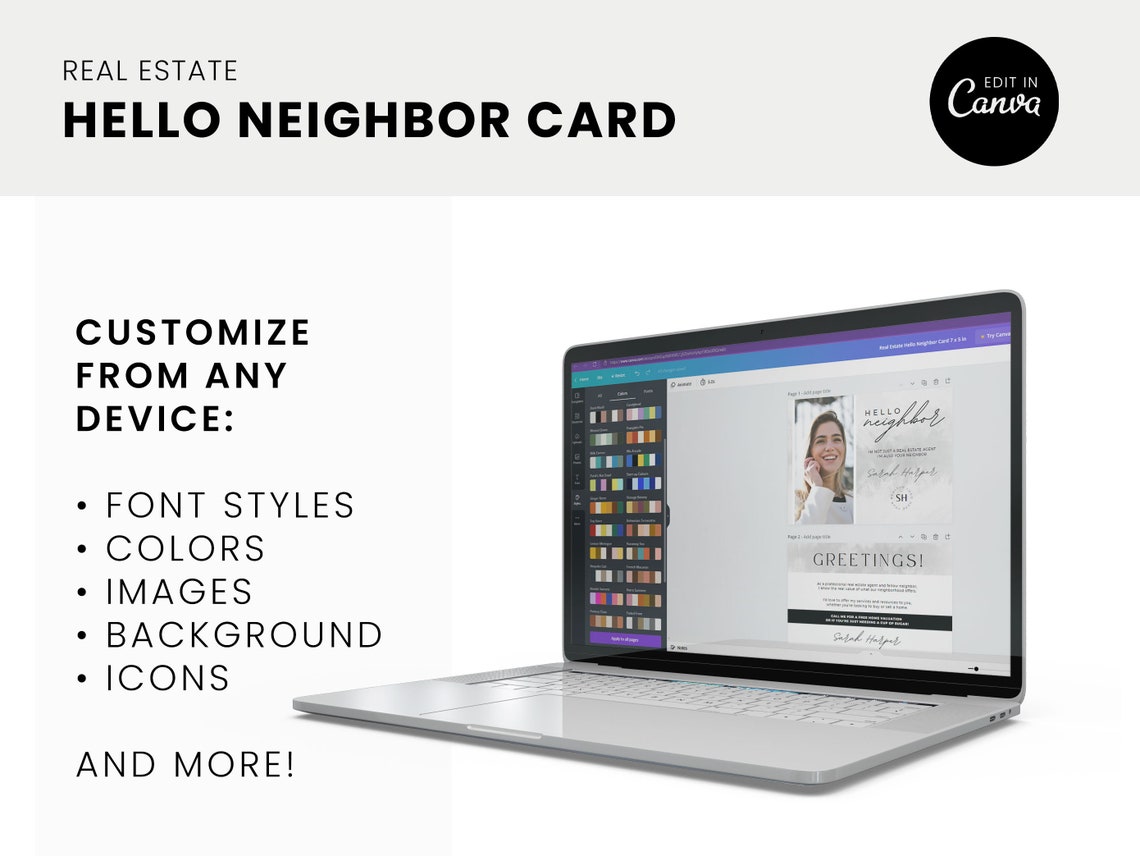 Hello Neighbor Postcard for Realtors, Digital Canva Template for Agent ...