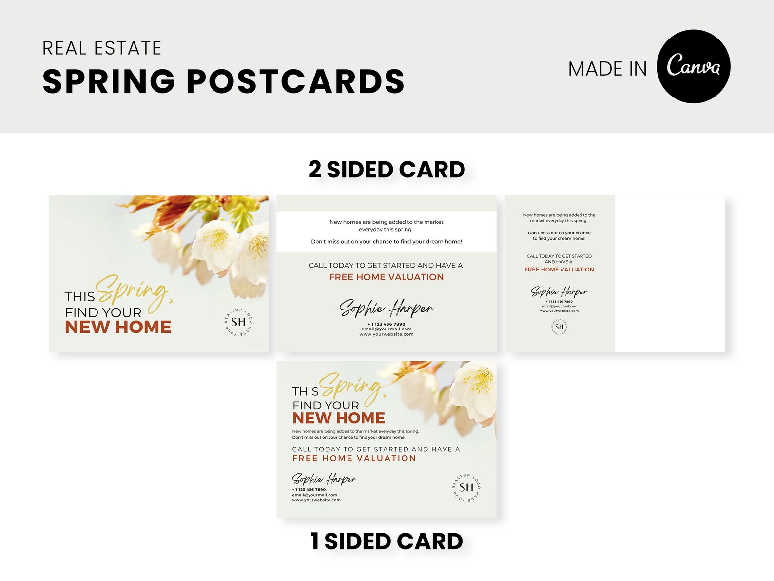 Spring Postcard for Realtors, Digital Canva Template for Agent Branding ...