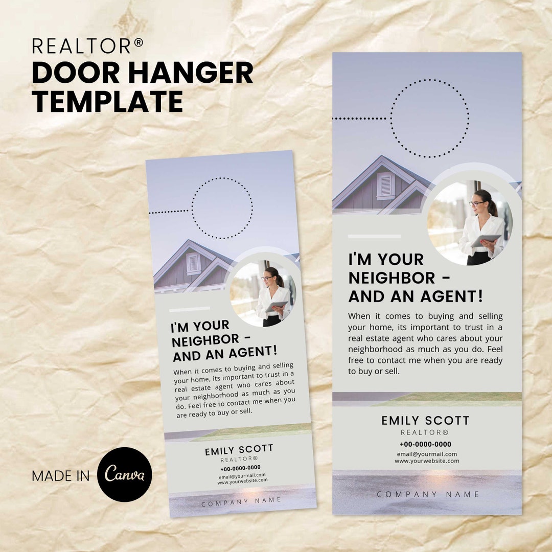 Door Hanger Template for Real Estate, Canva Realtor Marketing Template ...