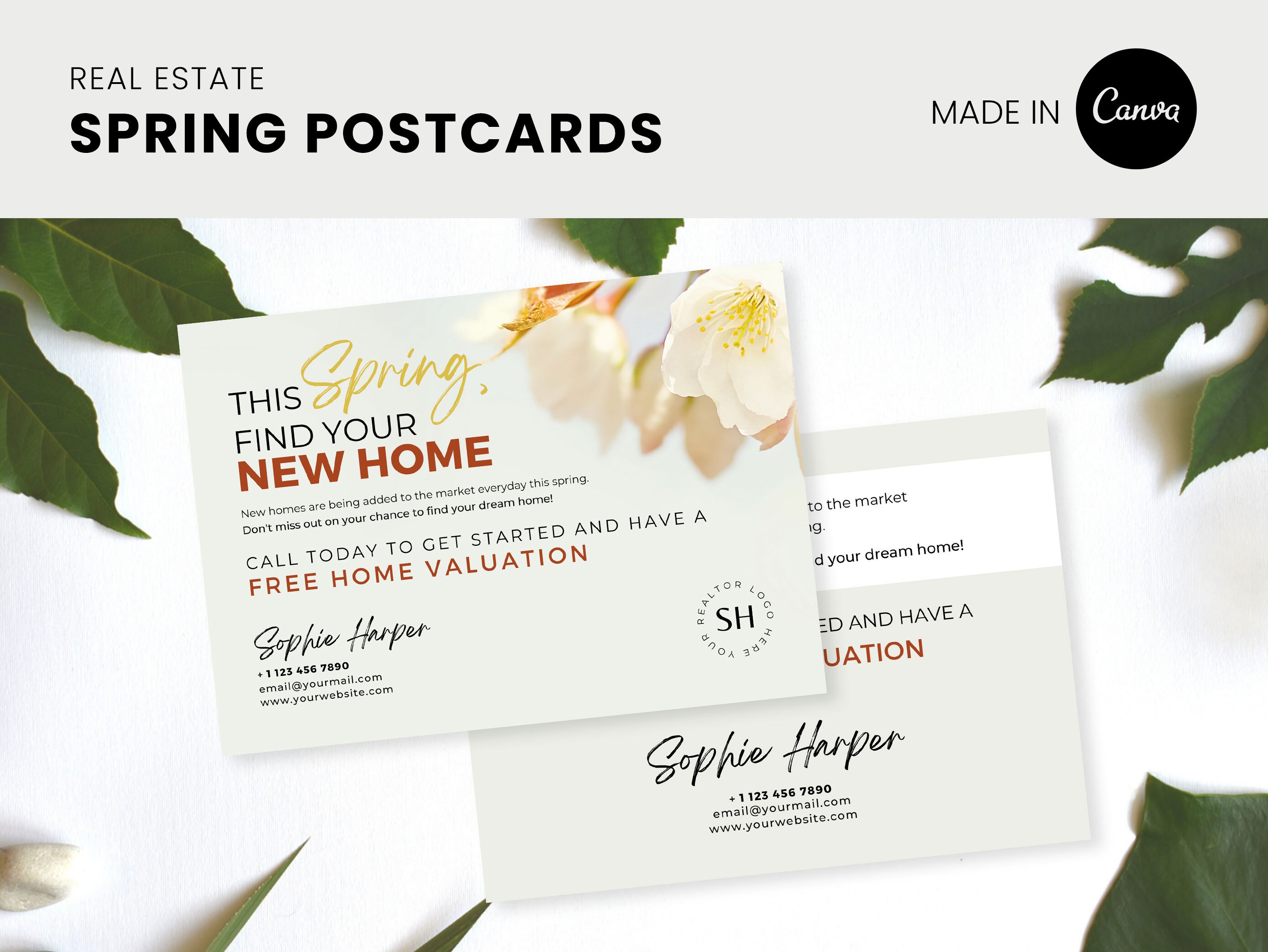 Spring Postcard for Realtors, Digital Canva Template for Agent Branding ...