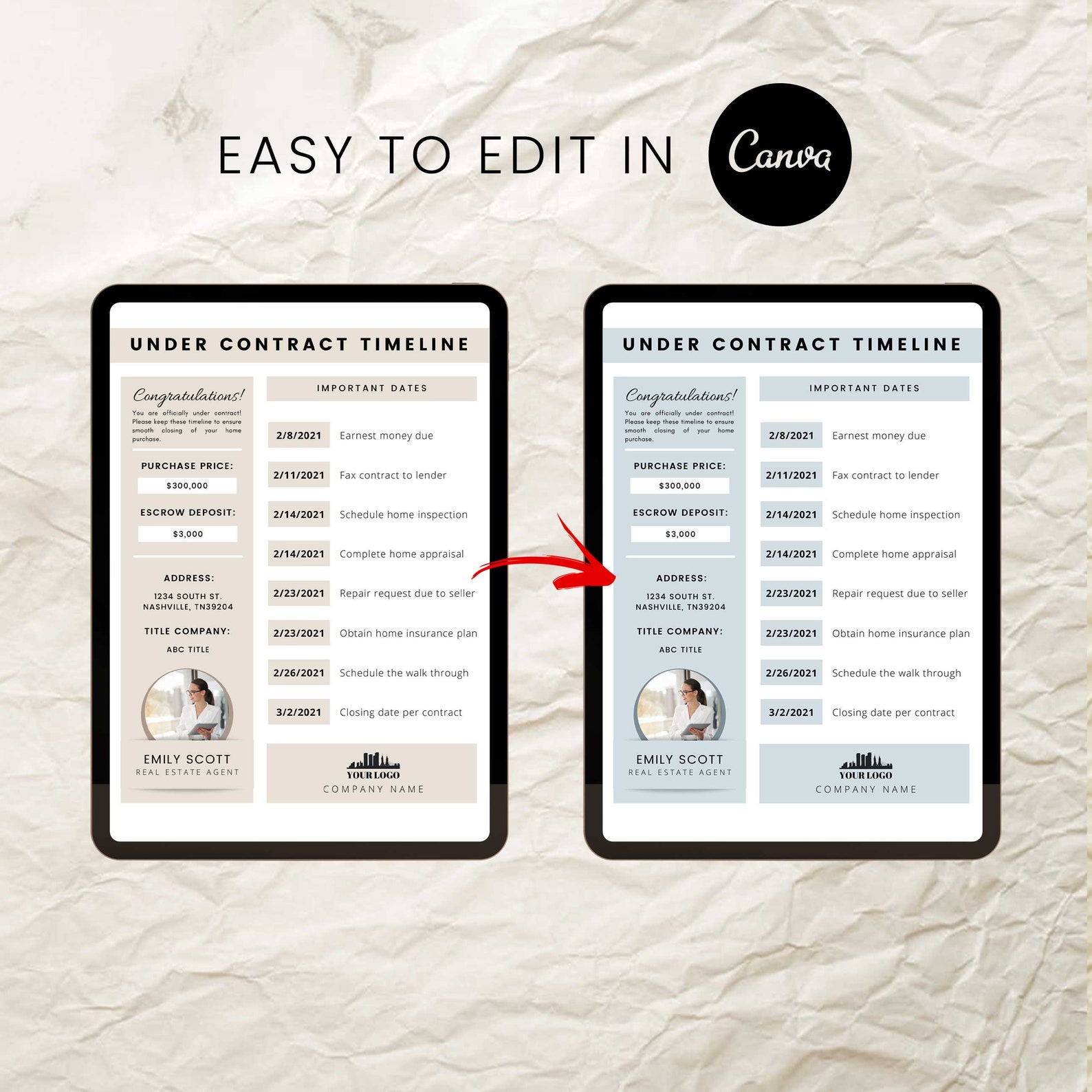 Under Contract Timeline for Real Estate Canva Realtor | Etsy