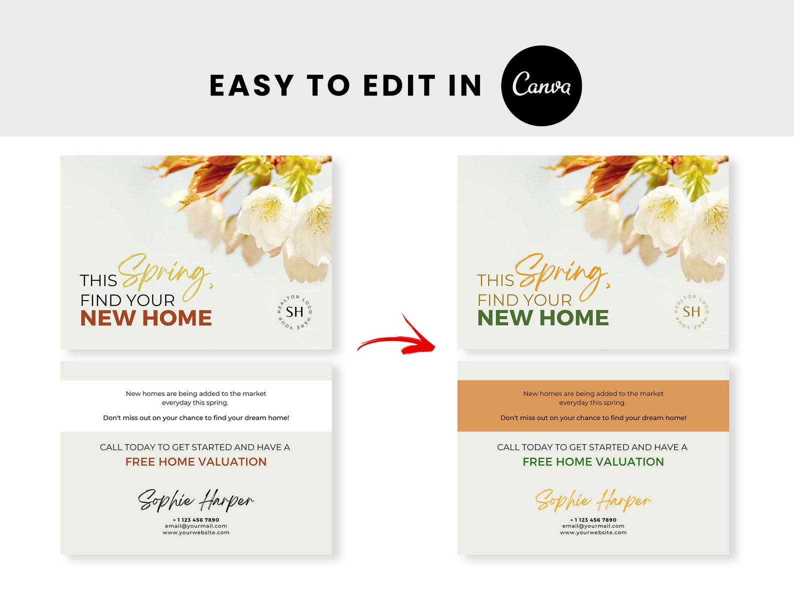 Spring Postcard for Realtors, Digital Canva Template for Agent Branding ...