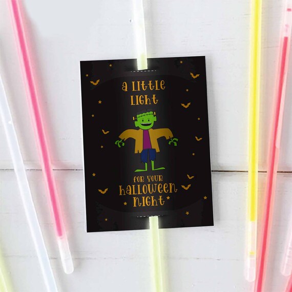 Monster Glow Stick Card Printable for DIY Treat Bags Gifts | Etsy