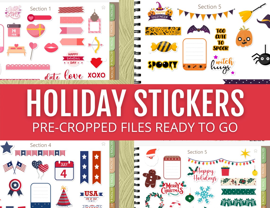 Full Year Holiday Digital Sticker Book With Goodnotes File - Etsy