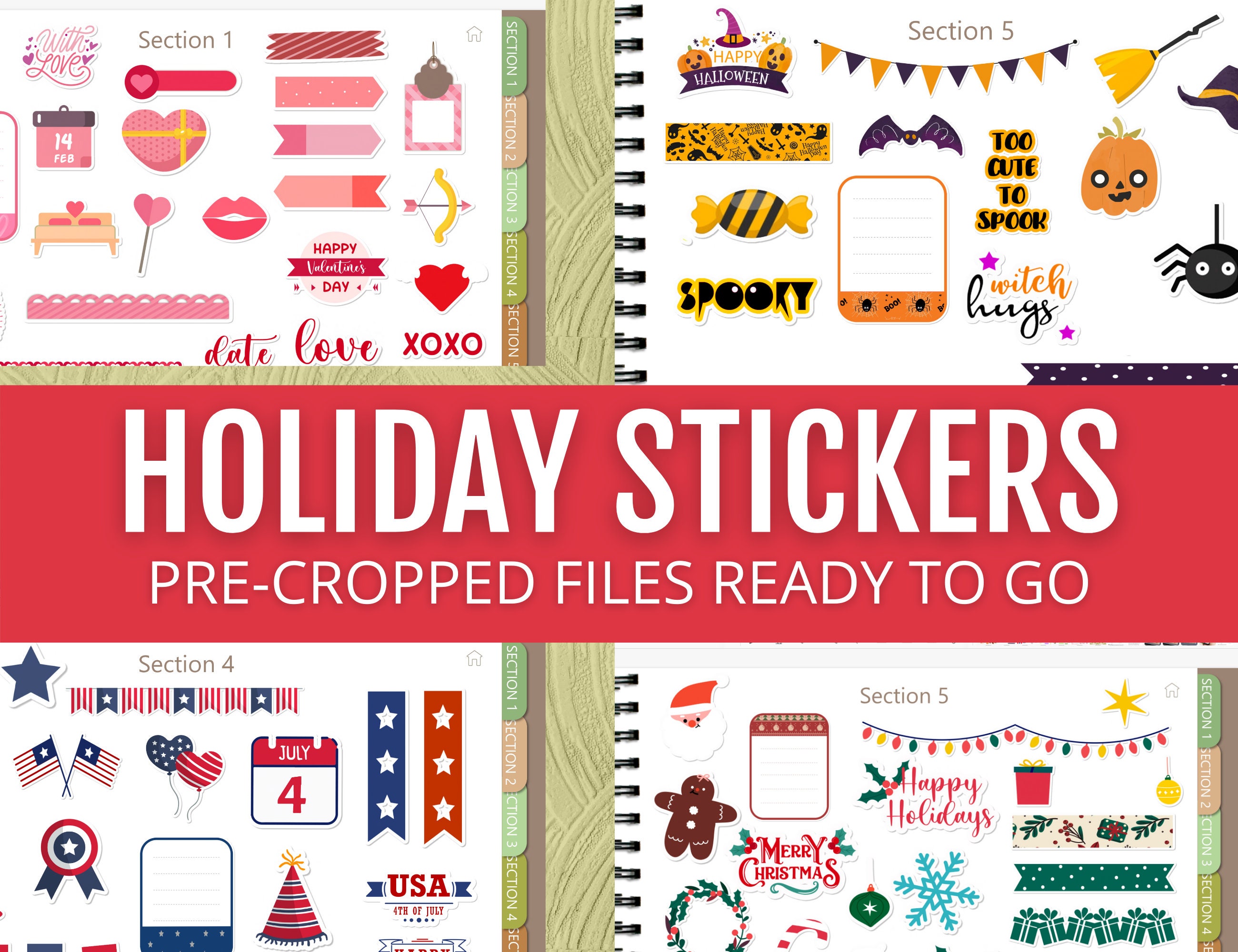 Full Year Holiday Digital Sticker Book With Goodnotes File - Etsy