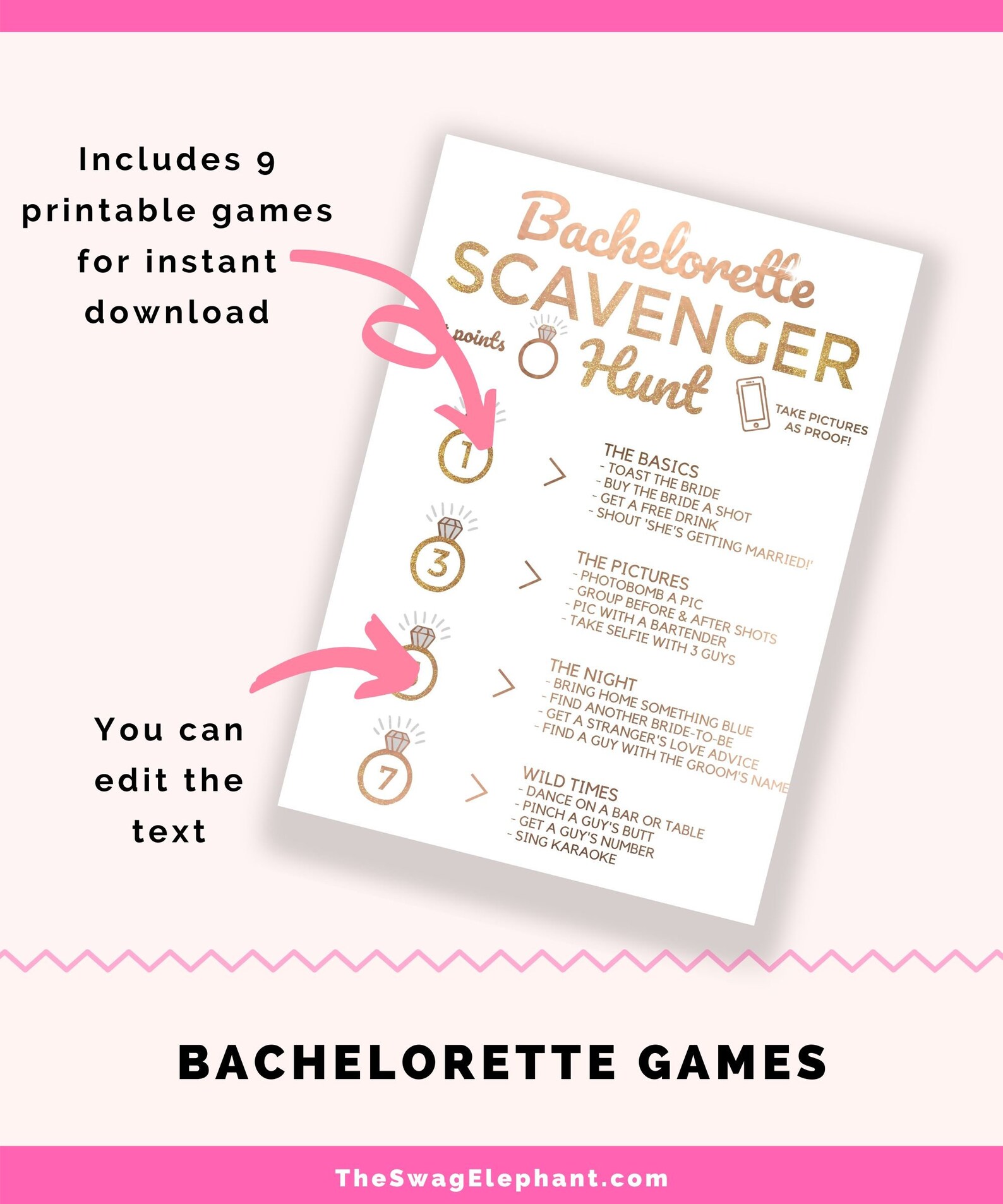 7 Rose Gold Bachelorette Party Games Bundle - Etsy