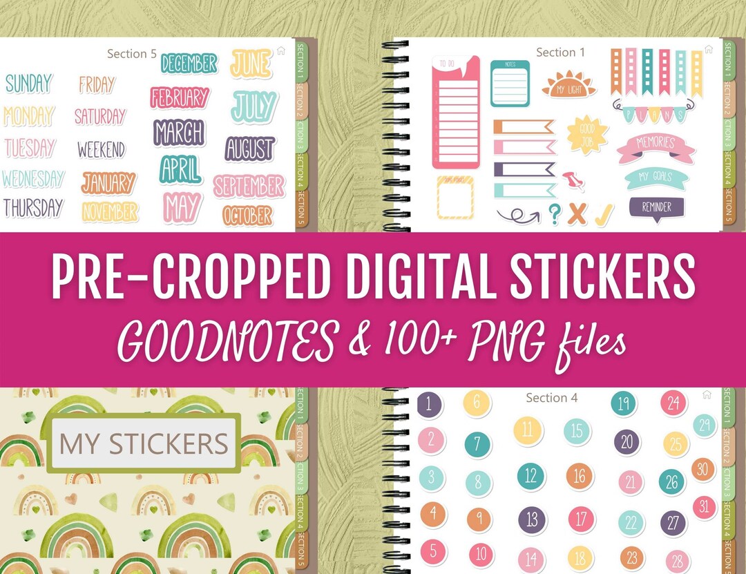 100+ Goodnotes Digital Stickers for Work, School, Precropped With ...