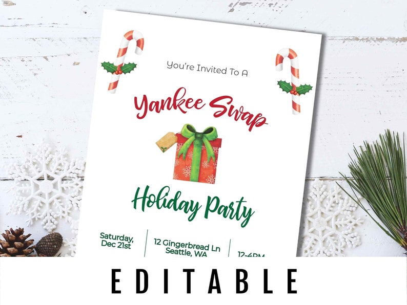 Digital Yankee Swap Party Invitation, Evite for Mobile Texting - Etsy