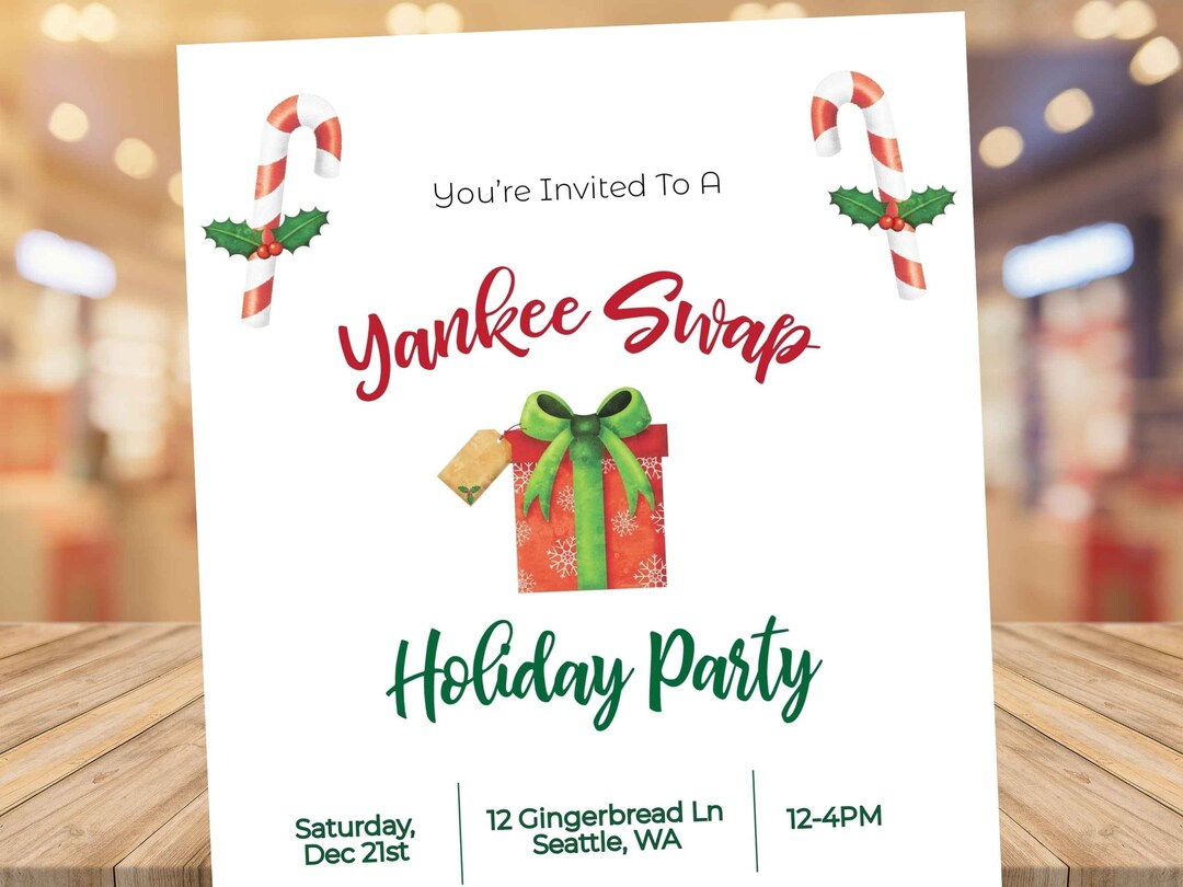 Digital Yankee Swap Party Invitation, Evite for Mobile Texting - Etsy